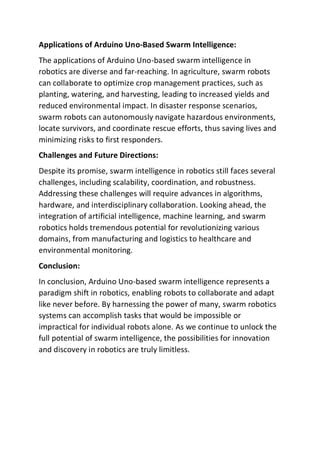 Arduino Uno Based Swarm Intelligence In Robotics 12 02 24 Pdf