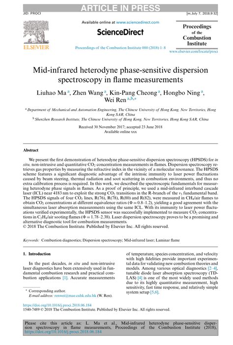 Pdf Mid Infrared Heterodyne Phase Sensitive Dispersion Spectroscopy In Flame Measurements