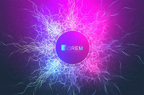 동적 입자 파도 흐름과 추상 과학적 배경 프랙탈 요소가 있는 3d 데이터 시각화 사이버 펑크 스타일 디지털 벡터 일러스트레이션