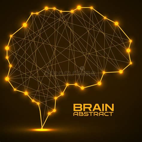 Polygonal Abstract Brain With Connected Lines Stock Vector