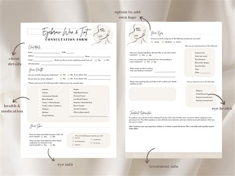 Eyebrow Wax And Tint Consent Forms Brow Consultation Brow Artist Forms