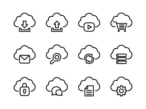 Cloud Computing Icon Set Outline Graphic By Anharismail Creative Fabrica