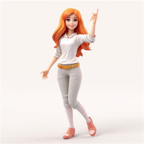 Premium Photo | Realistic Cartoon Girl With Orange Hair 3d Lifelike Figure