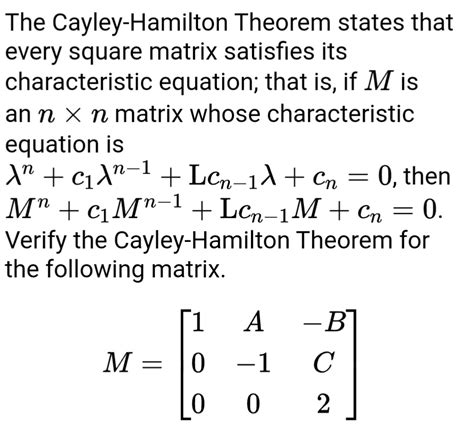 Answered The Cayley Hamilton Theorem States That… Bartleby