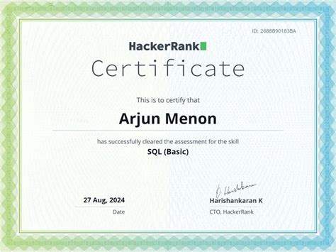 arjun menon on linkedin sql dataanalysis learning hackerrank