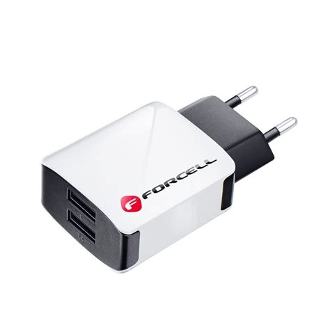 Töltő Forcell U21 2xusb Portos Fehér Hálózati Töltőfej 2a Usb