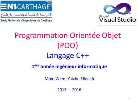 Pdf Programmation Orientée Objet Poo Langage C 1 1 ère Année
