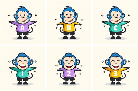 귀여운 원숭이 캐릭터 만화 프리미엄 벡터