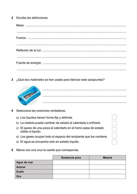 La Materia Exercise For 4º Live Worksheets