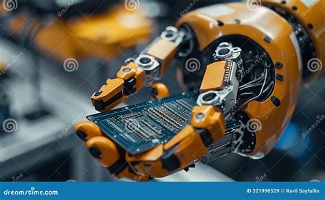 Robotic Process For Manufacturing Chip And Processor Components Stock Illustration