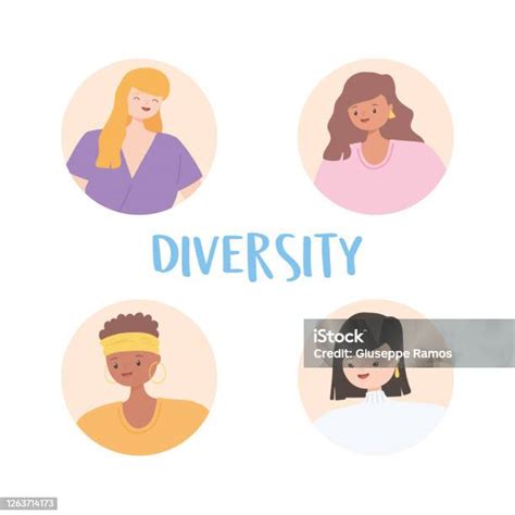 다양한 다인종 및 다문화 사람들 여성 아바타 프로필 다양성 얼굴 공동체에 대한 스톡 벡터 아트 및 기타 이미지 공동체 귀여운 다민족 그룹 Istock