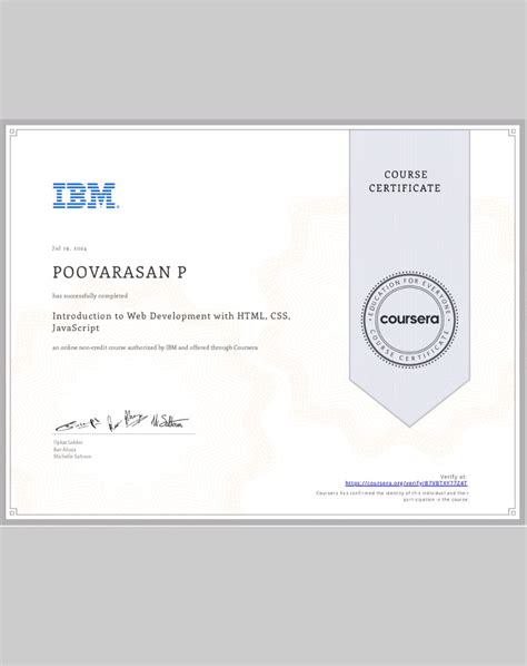 completion of web development course by coursera poovarasan palani