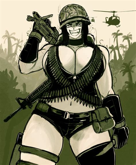 Rule 34 1girls Assault Rifle Background Big Breasts Breasts Bullet