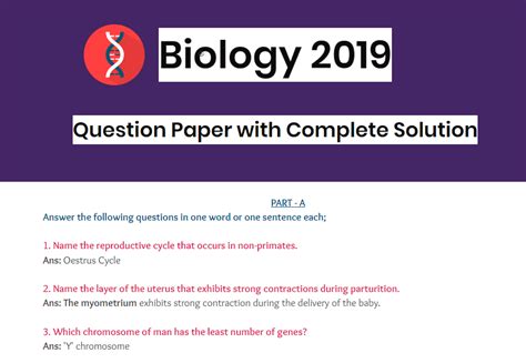 Biology 2019 Question Paper Solutions Biopassionate
