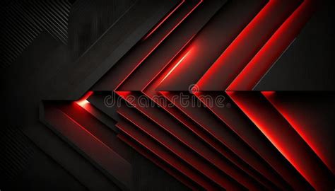Black Abstract Diagonal Overlap Layers Background With Red Light Decoration Stock Illustration