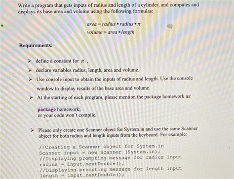 Solved Write A Program That Gets Inputs Of Radius And Length