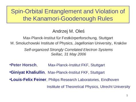 Ppt Spin Orbital Entanglement And Violation Of The Kanamori Goodenough Rules Dokumen Tips