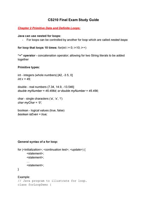 Cs 210 Notes 3 Chapter 2 Primitive Data And Definite Loops Cs210