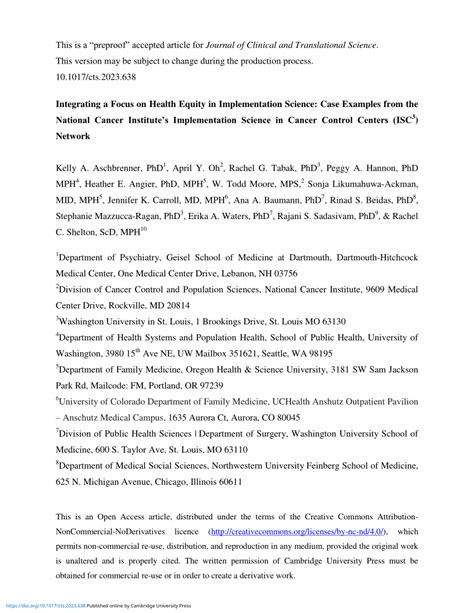 Pdf Integrating A Focus On Health Equity In Implementation Science Case Examples From The