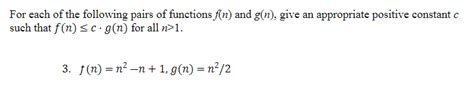 solved for each of the following pairs of functions f n and