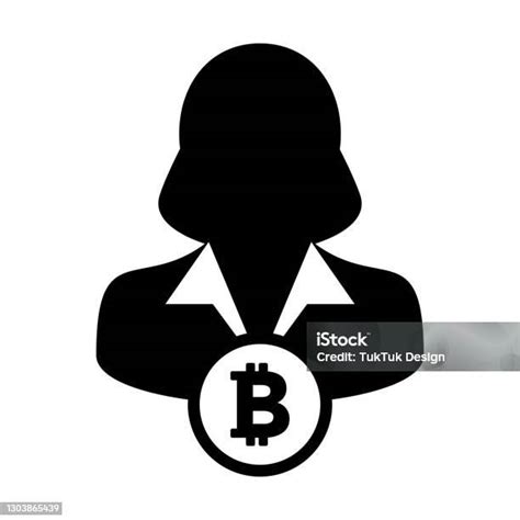 크립토 아이콘 벡터 비트 코인 디지털 통화 기호 여성 사람 프로필 아바타용 지갑용 글리프 픽토그램 감독에 대한 스톡 벡터 아트