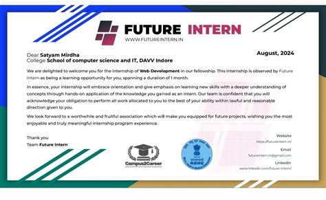 Satyam Mirdha On Linkedin Internship Futureintern Futuretech