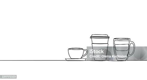 커피 컵 종이컵 라떼 컵 연속적인 하나의 선 그리기 벡터 일러스트 배너 0명에 대한 스톡 벡터 아트 및 기타 이미지 0명