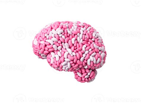 Humano Cerebro Hecho De Rosado Y Azúcar Saburral Jalea Frijoles 3d
