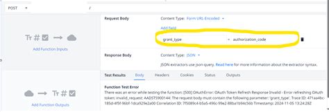error while requesting the token using the oauth 2 0 authentication