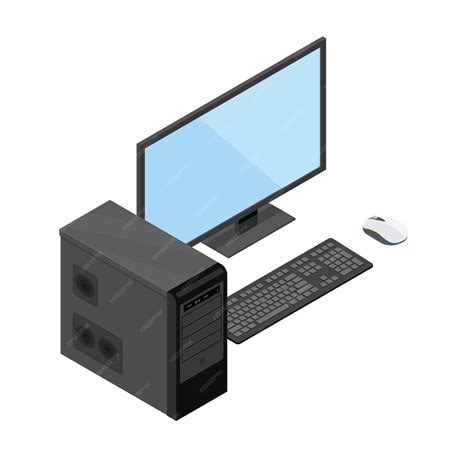 Premium Vector Desktop Computer Isometric Illustration