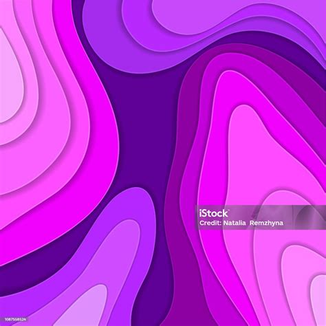 색종이 파도 핑크의 그늘에 깊이의 추상적 기하학적 배경 텍스처 레이어 및 보라색 종이 컷 스타일 0명에 대한 스톡 벡터 아트 및 기타 이미지 Istock