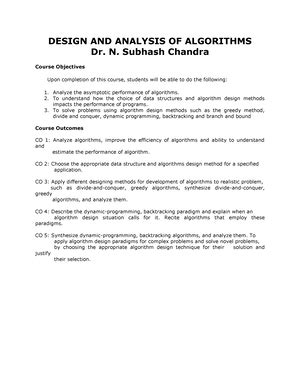 Design And Analysis Of Algorithms Laboratory P A G E DESIGN AND ANALYSIS OF ALGORITHMS