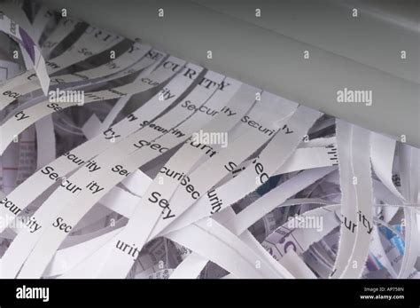 Shredded Document Close Up Showing Paper And Security Text Stock Photo Alamy