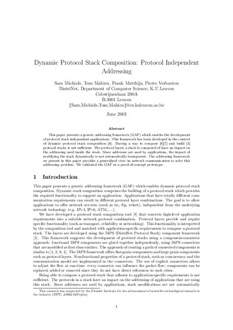 Pdf Dynamic Protocol Stack Composition Protocol Independent Addressing