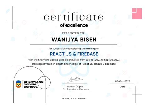 Wanijya Bisen On Linkedin Reactjs Firebase Certified Certifieddeveloper Frontenddeveloper