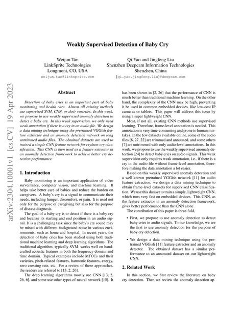 Pdf Weakly Supervised Detection Of Baby Cry