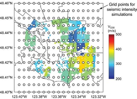 Average Shear Wave Velocity Map At Building Locations Based On The