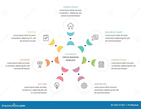 Circular Diagram With 7 Elements Stock Illustration Illustration Of Flowchart Graph 342131407