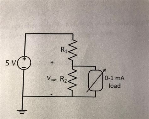 solved a voltage divider provides 1v output from 5v input