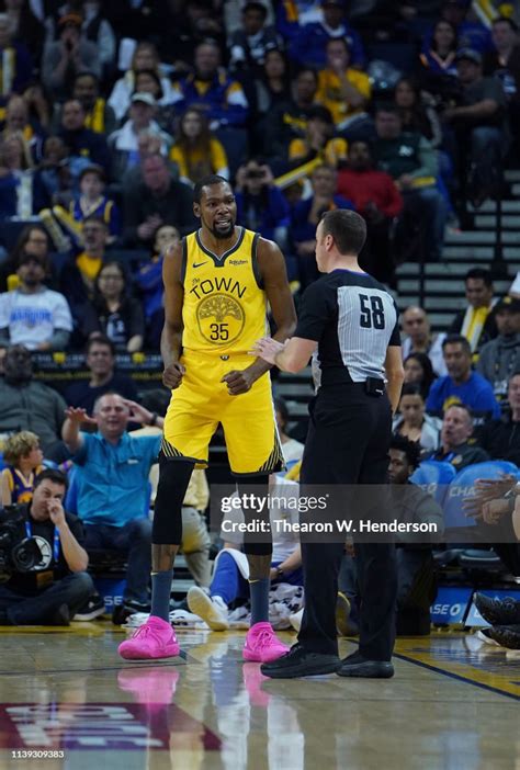 Kevin Durant Of The Golden State Warriors Complains To Referee Josh