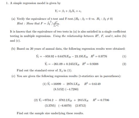 Solved A Simple Regression Model Is Given By Chegg