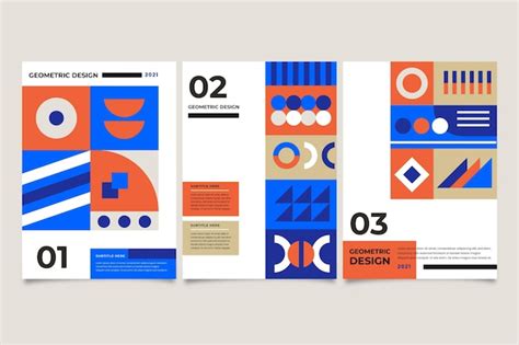 기하학적 비즈니스 커버 컬렉션 무료 벡터