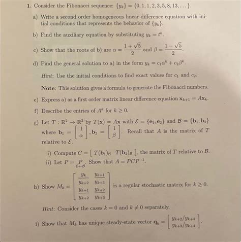 1. Consider the Fibonacci sequence: | Chegg.com