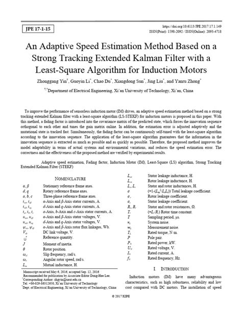 An Adaptive Speed Estimation Method Based On A Strong Tracking Extended Kalman Filter With A