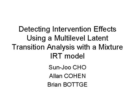 Detecting Intervention Effects Using A Multilevel Latent Transition