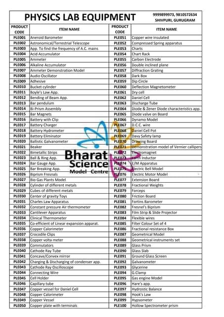 Physics Lab Equipmentpdf