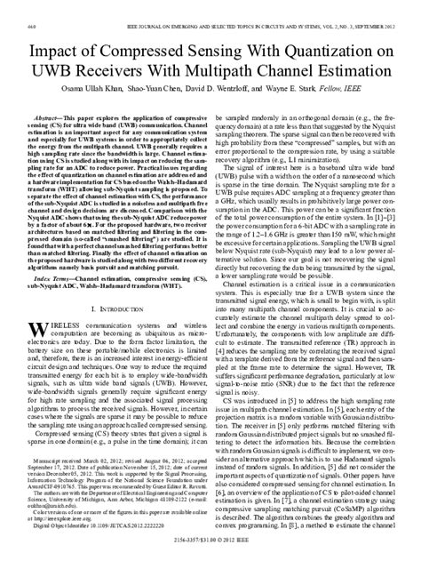 Pdf Impact Of Compressed Sensing With Quantization On Uwb Receivers