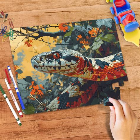 Exotic Snake In Jungle Horizontal Jigsaw Puzzle 30 110 252 520 1014