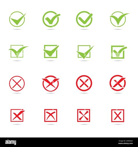 Set Of Checkmark Icon Red And Green Checkmarks With Checkbox Election And Voting Concept
