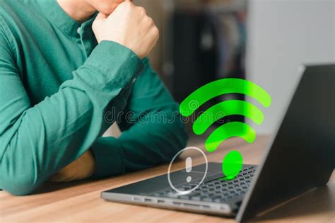 Adult Man Using A Computer Laptop To Connect To Wifi In His Home But Wifi Not Working And